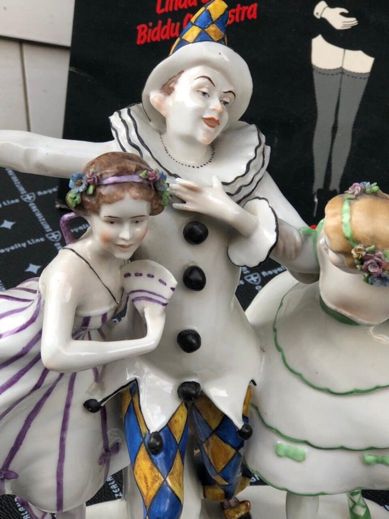 Porcelain Thuringia Germany Figure Dancing Harlequin Columbines ...