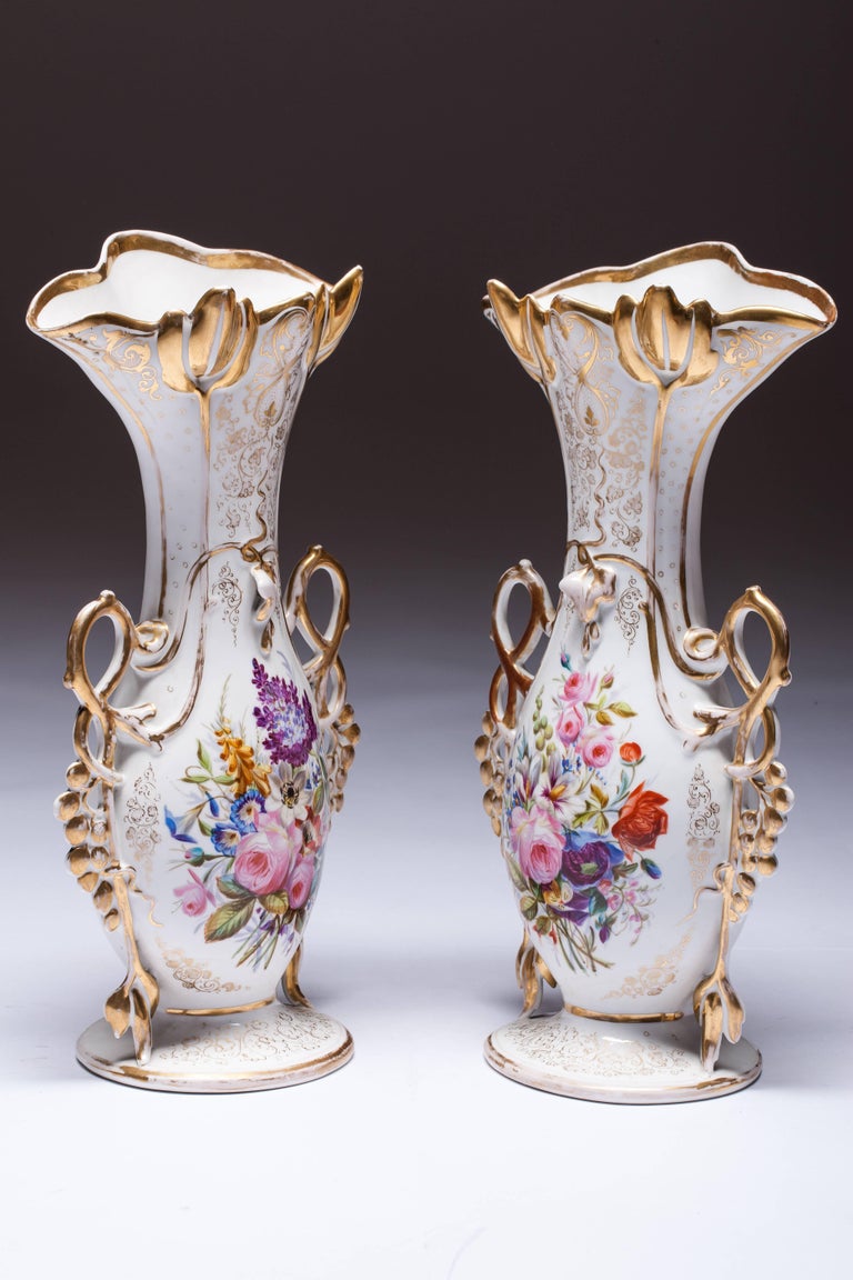 Porcelain Vases French 19th Century in Well Known Vieux Paris Porcelain ...