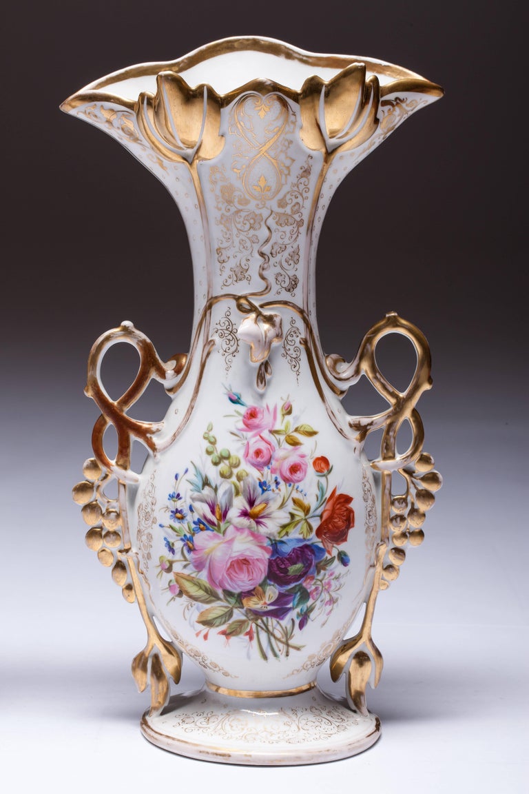 Porcelain Vases French 19th Century in Well Known Vieux Paris Porcelain ...