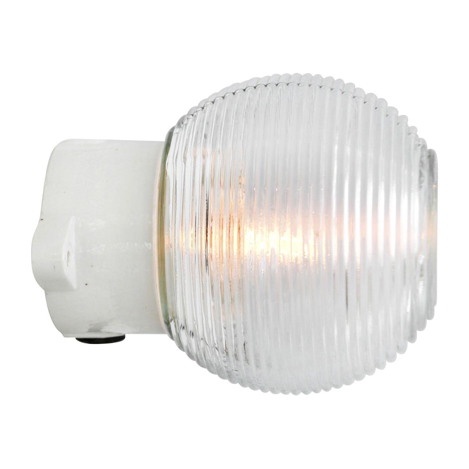 Porcelain Vintage Industrial Striped Glass Wall Lamp Scones at 1stDibs