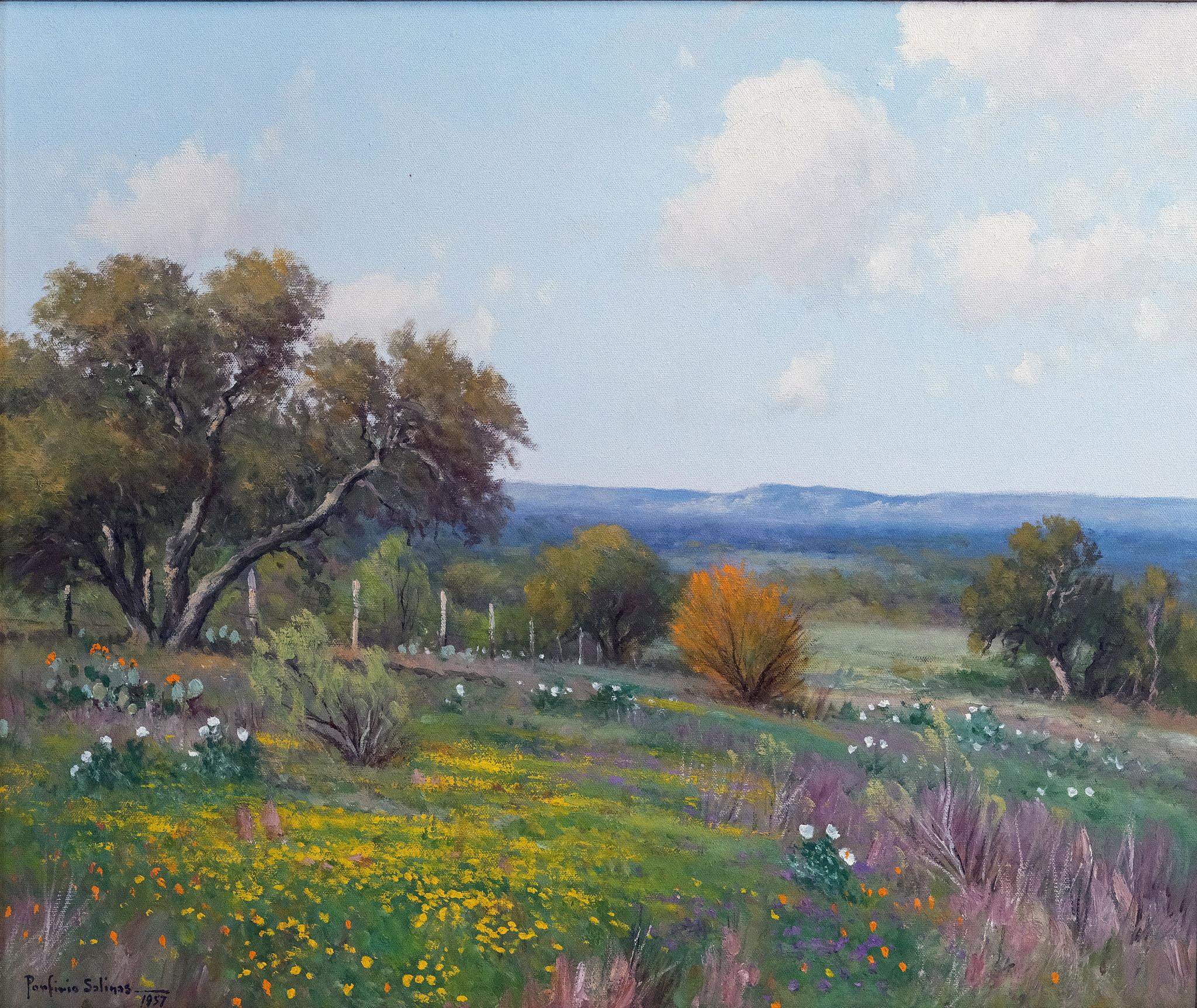 Porfirio Salinas - "Texas Hill Country Landscape with Wildflowers" For ...
