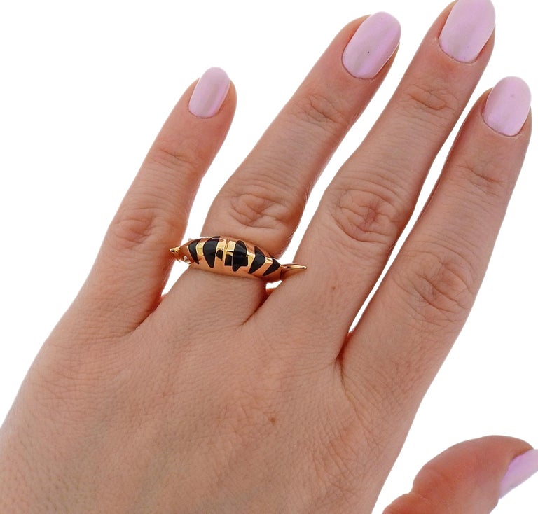 Porrati Diamond Enamel Gold Fish Ring at 1stDibs | diamond fish ring