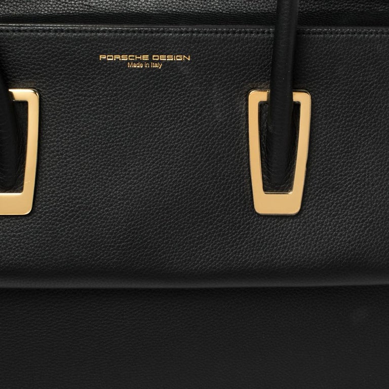 Porsche Design Black Leather Front Pocket Tote For Sale at 1stDibs