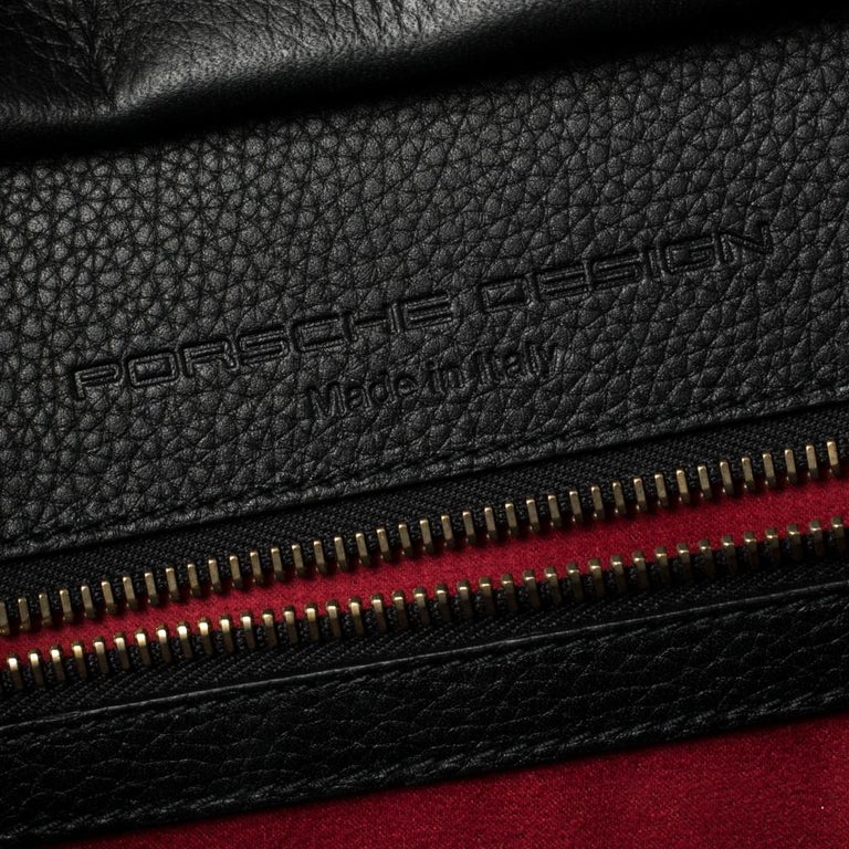 Porsche Design Black Leather Front Pocket Tote For Sale at 1stDibs