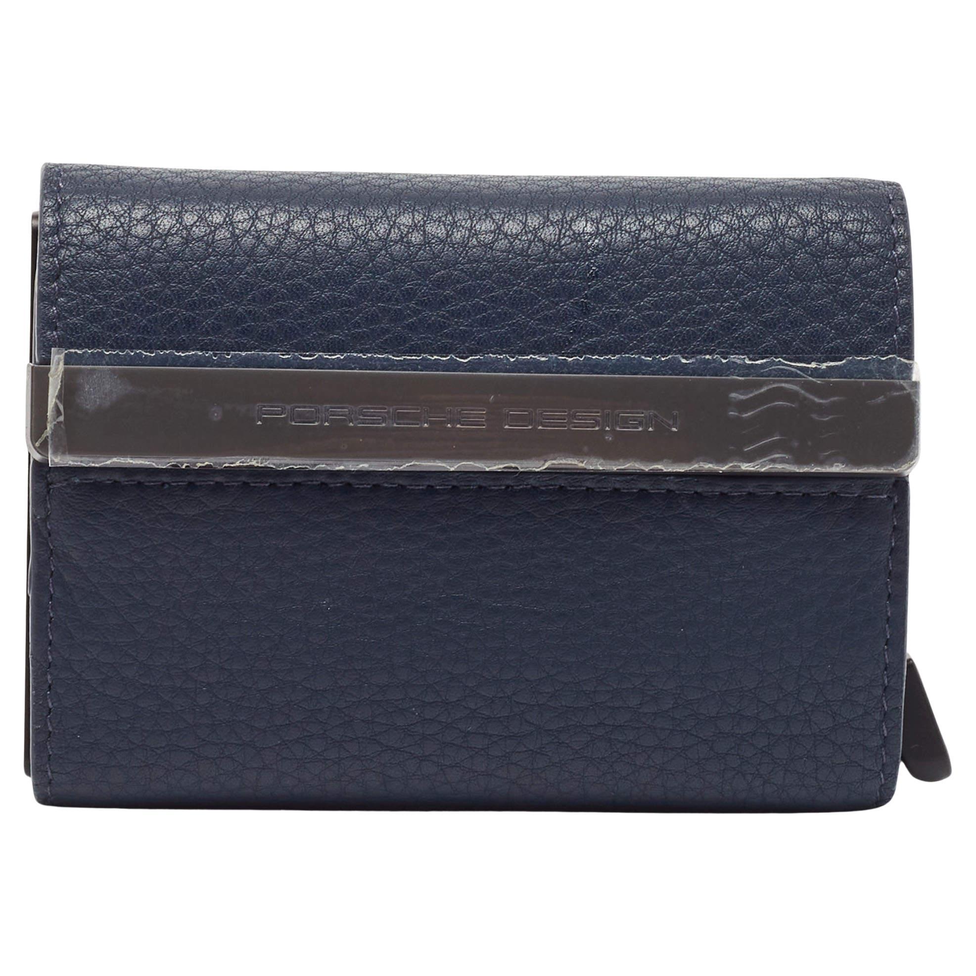 Porsche Design x Secrid Navy Blue Leather Trifold Wallet For Sale at ...