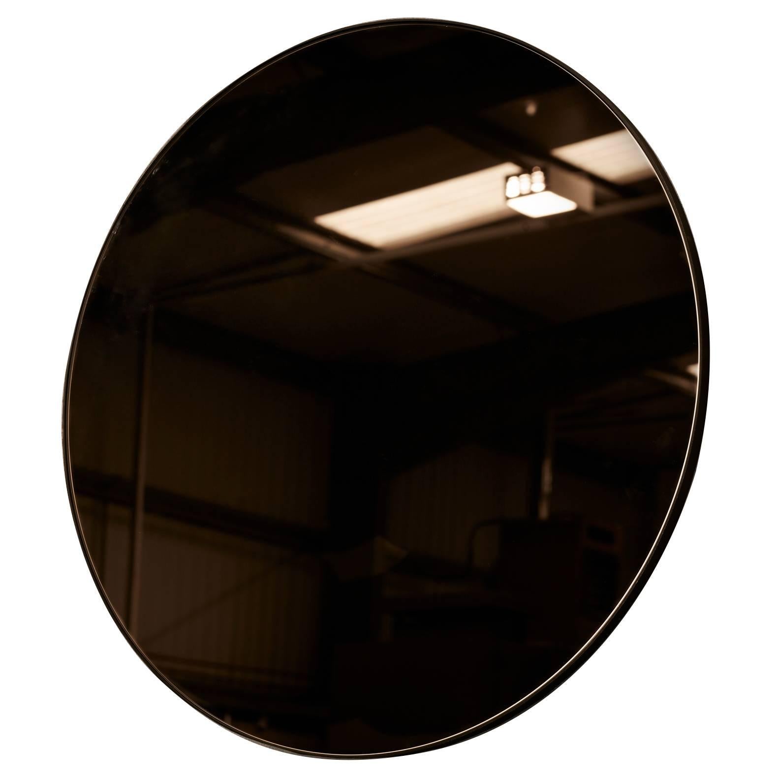 Minimalist Metal Framed Round Mirror in Blackened Steel Handmade by ...