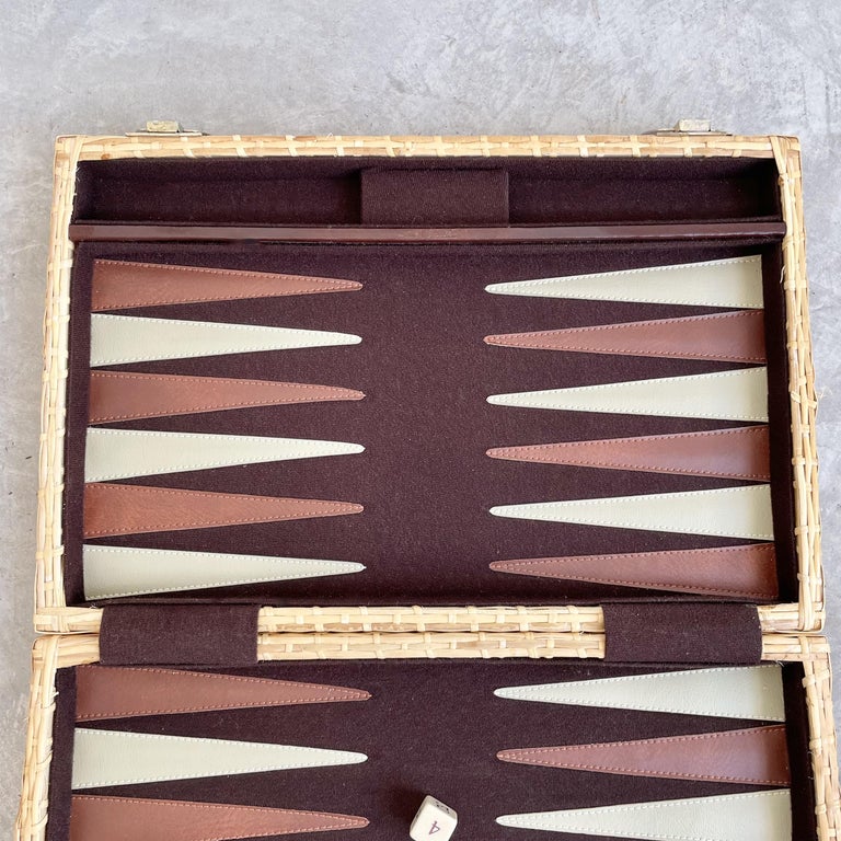 Travel Set Wicker Backgammon Set, 1960s at 1stDibs