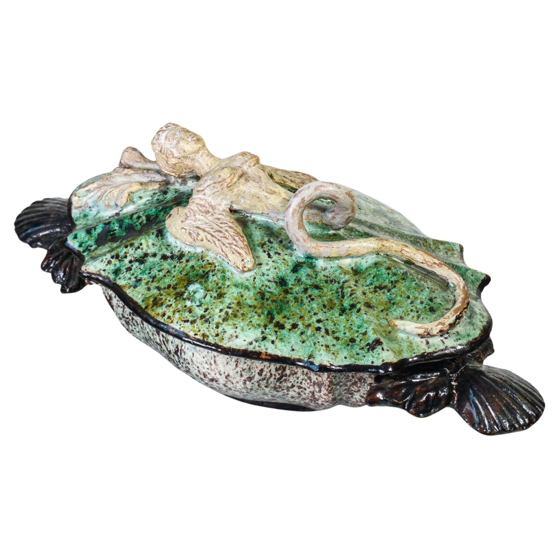 Antique French Ceramic Palissy Style Jardiniere, circa 1885 at 1stDibs