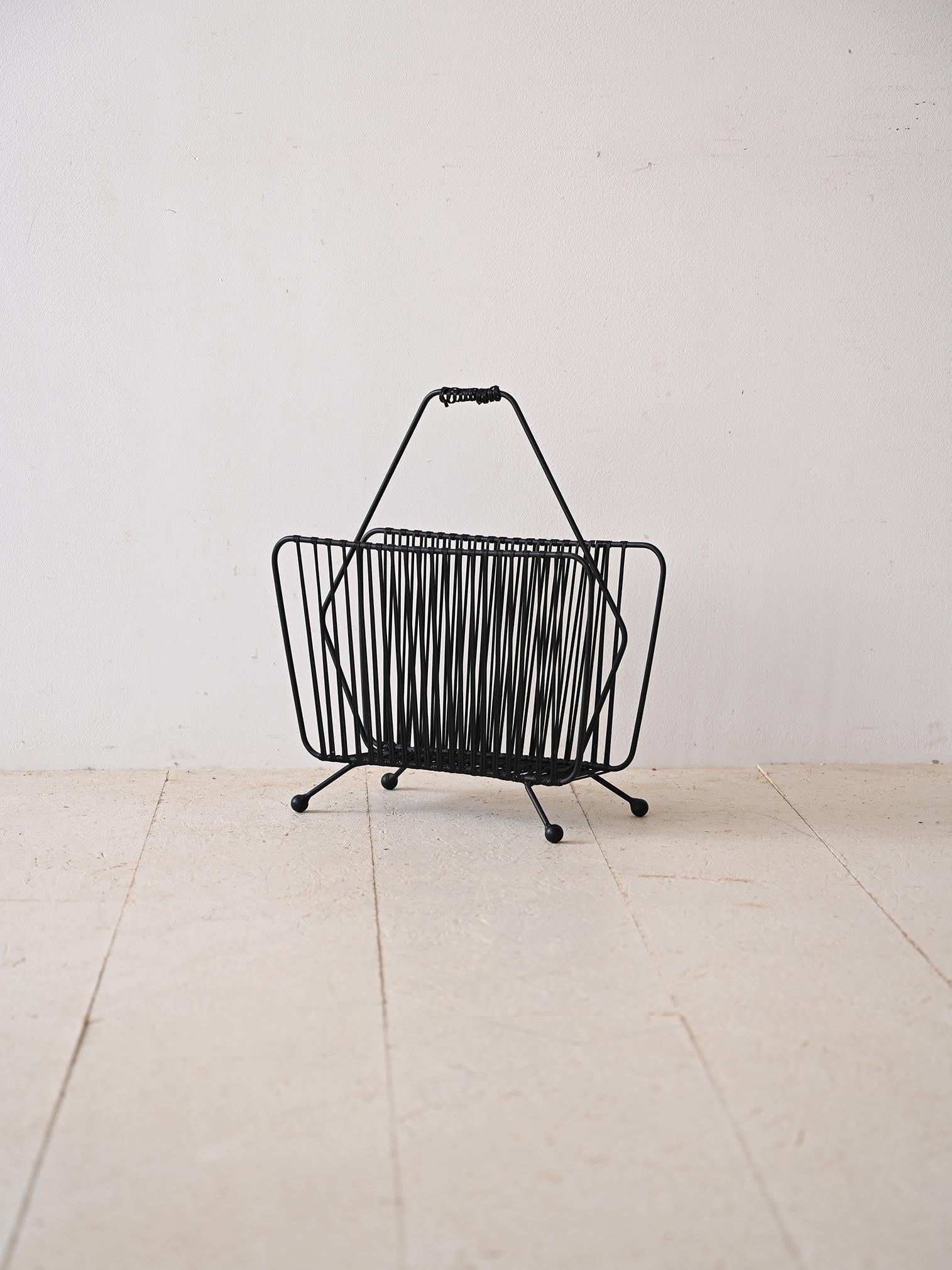 Vintage metal magazine rack For Sale at 1stDibs