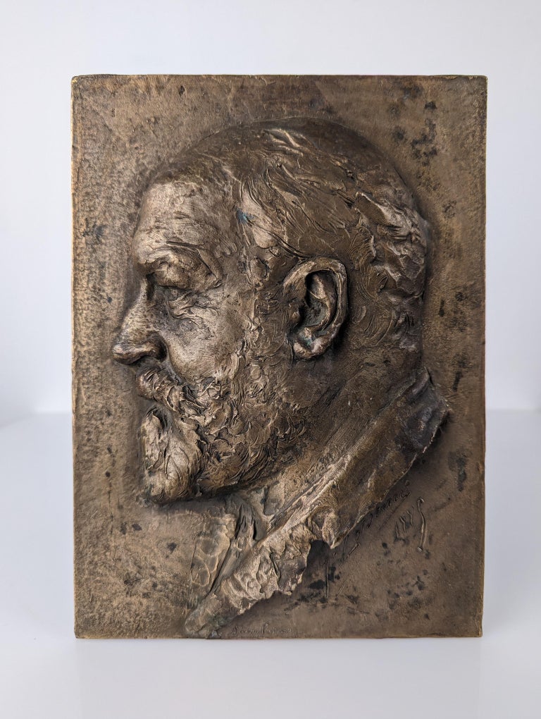 Portrait Bronze Relief Sculpture by G Loiseau, 1885 For Sale at 1stDibs