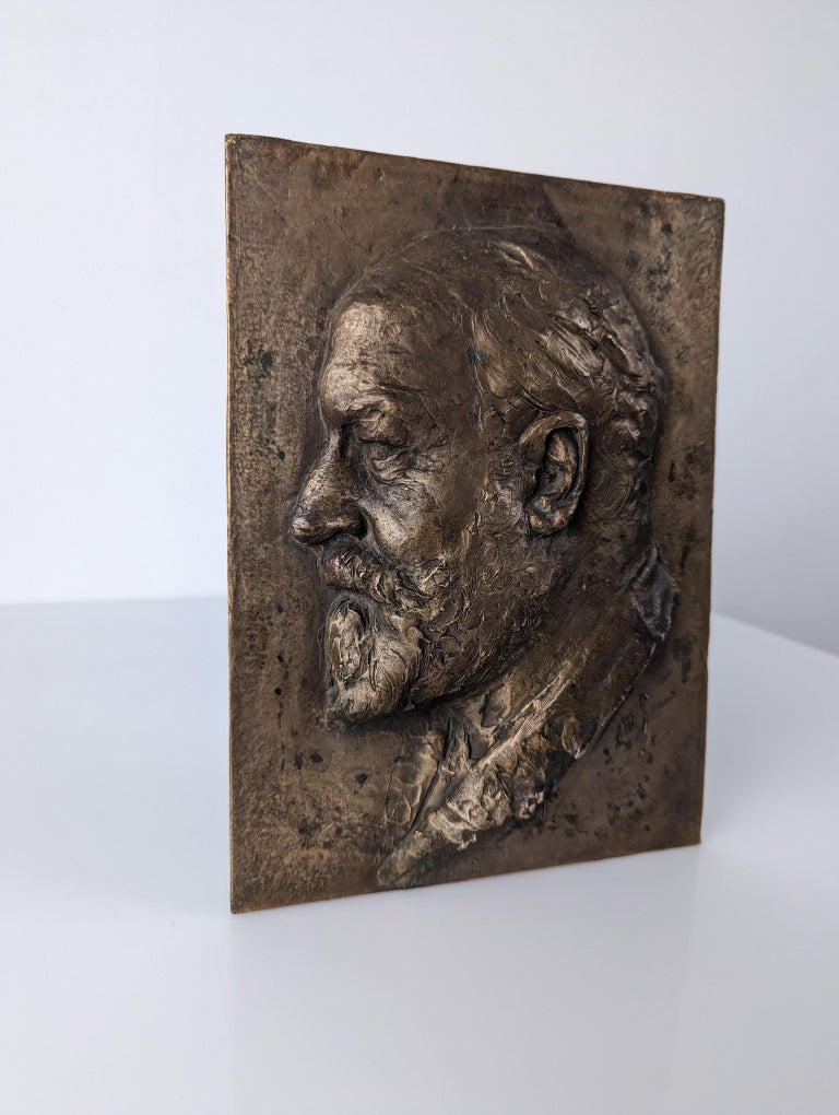 Portrait Bronze Relief Sculpture by G Loiseau, 1885 For Sale at 1stDibs