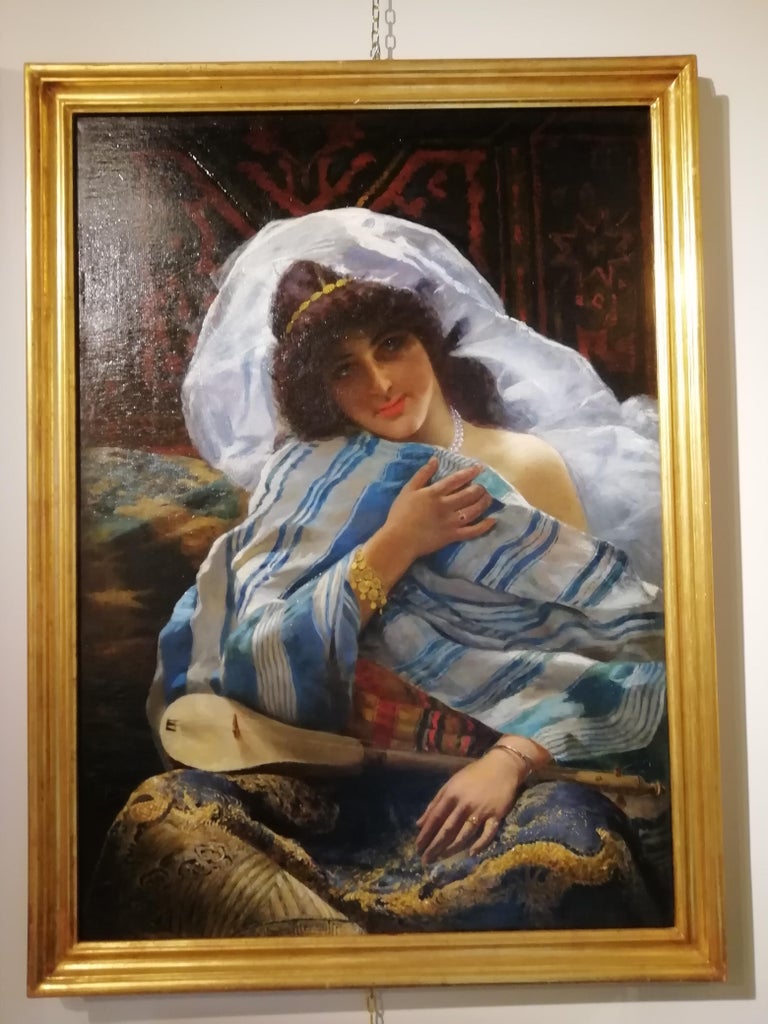 Portrait Odalisque, Giovanni Guida 19th Century Oil Orientalism Italian ...