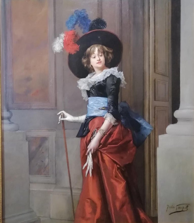 Portrait of a Lady, Jules Goupil Belle Epoque Oil on Wood French ...