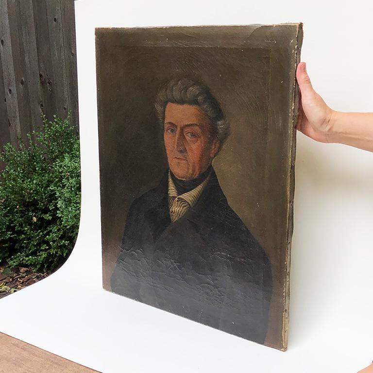 Oil on Canvas Painted Portrait of Georg Koch 1861 Germany Unframed 19th ...