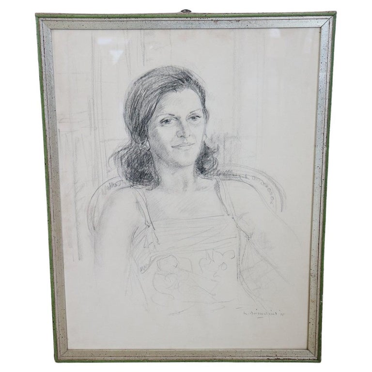 Portrait, Pencil on Paper, Dated 1975s, Signed by William Boissevain ...