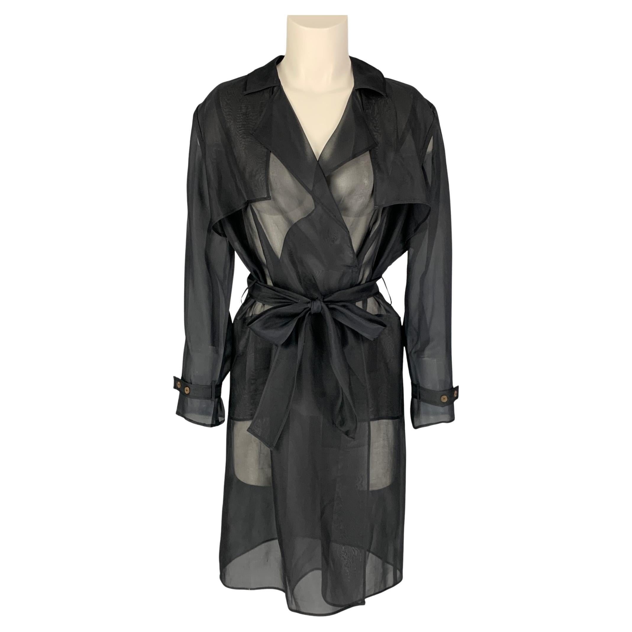 PORTS 1961 Size 10 Black Silk See Through Notch Lapel Jacket For Sale ...