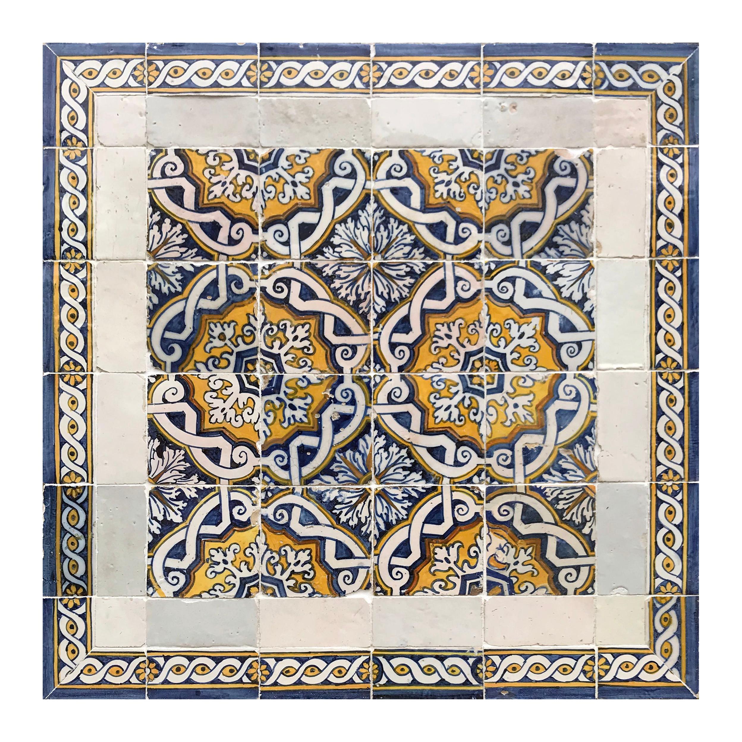 Portuguese Polychrome 17th Century Pattern Tiles For Sale at 1stDibs