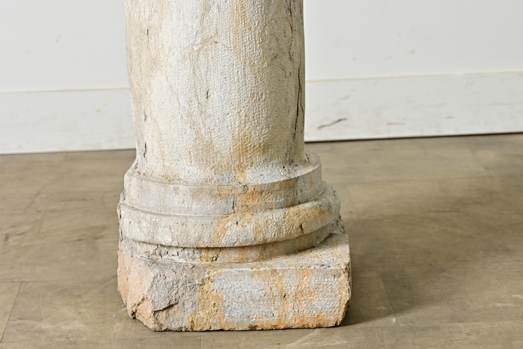 Portuguese 18th Century Carved Stone Column For Sale at 1stDibs