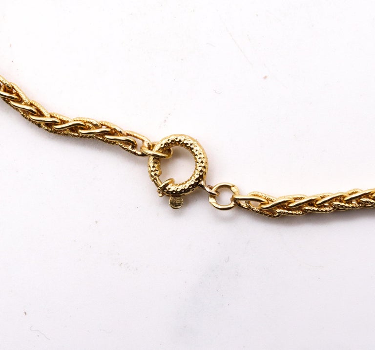Portuguese 1930 Porto Rare Textured Long Chain in Woven 19.2kt Yellow ...