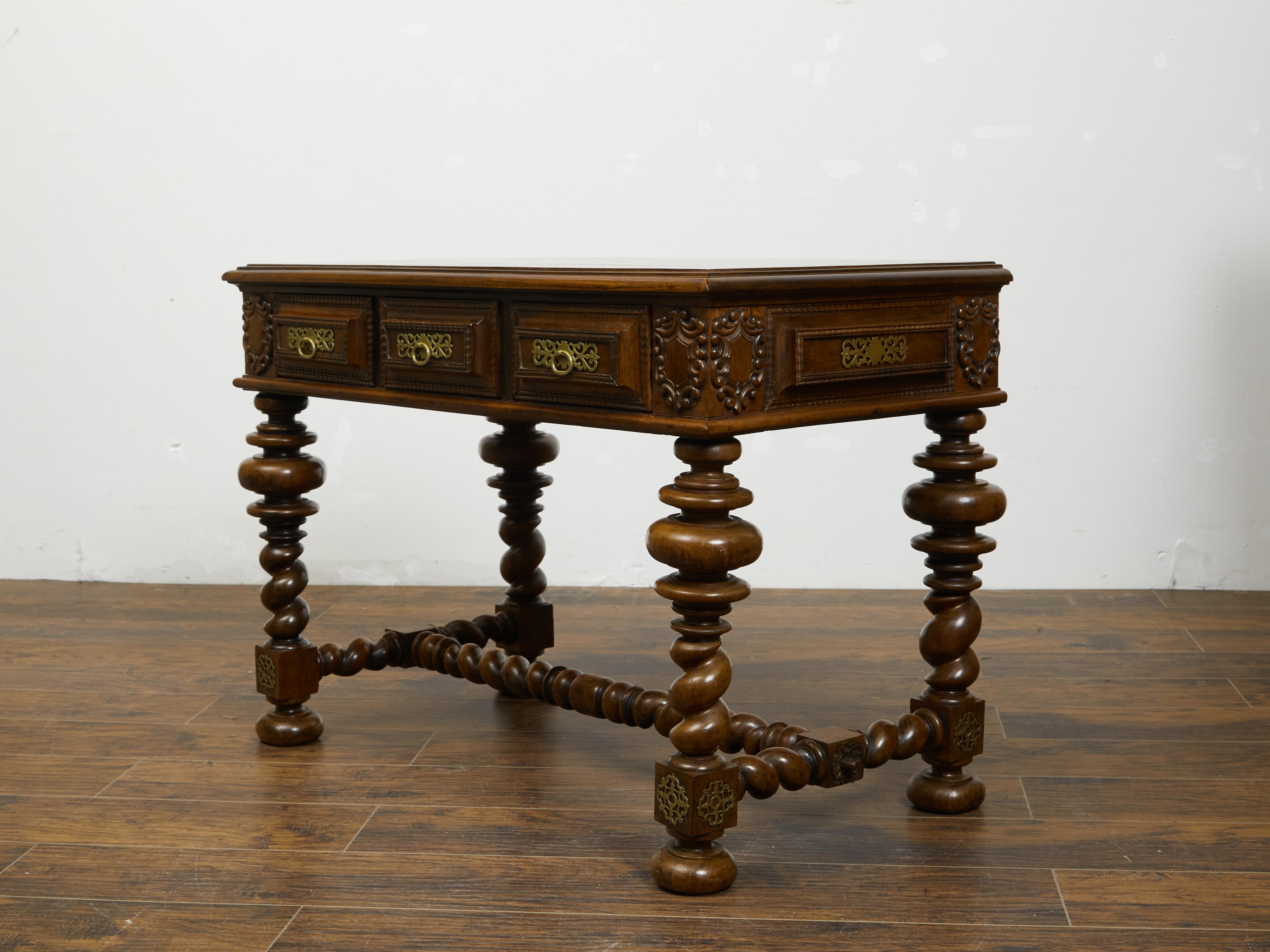 Portuguese Baroque Style 19th Century Table with Drawers and Barley ...