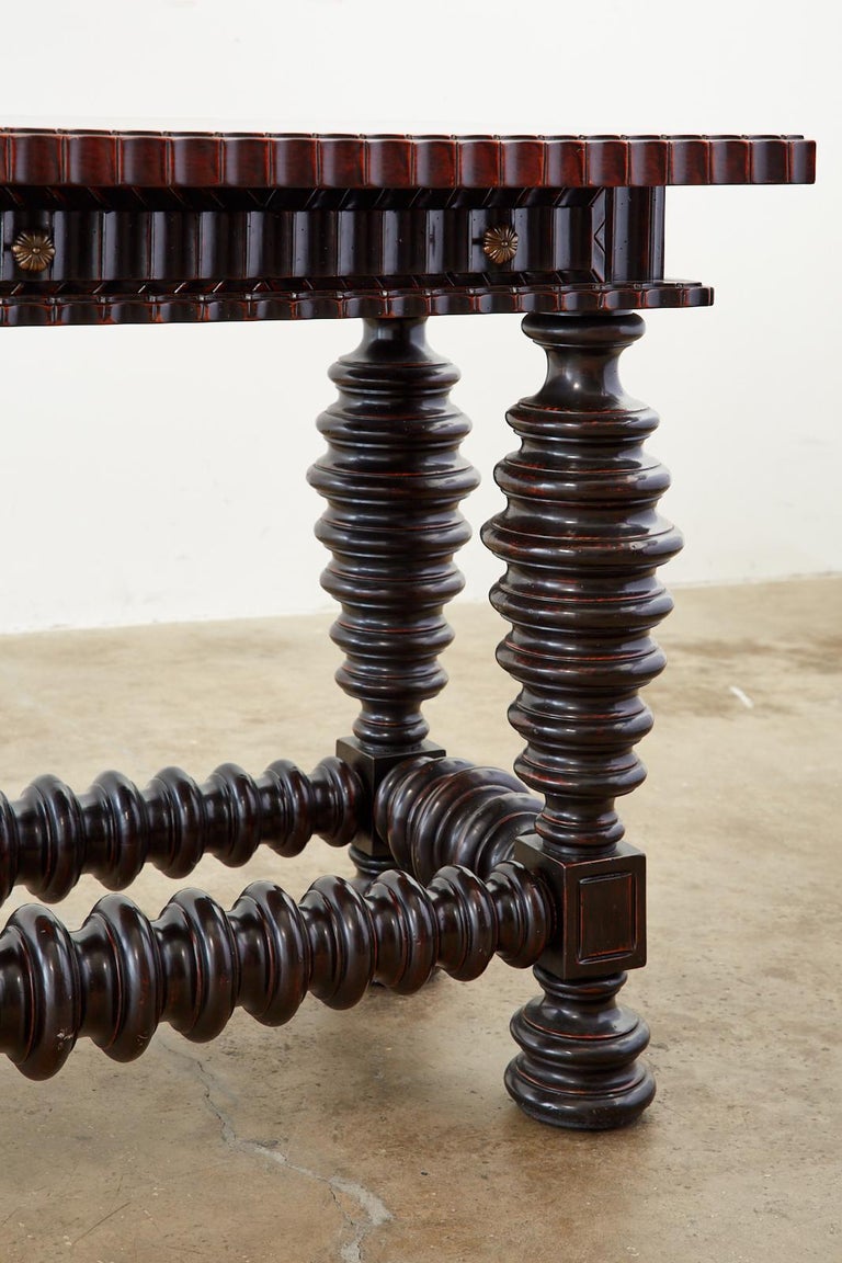Portuguese Baroque Style Mahogany Library Table Console at 1stDibs