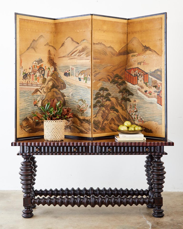 Portuguese Baroque Style Mahogany Library Table Console at 1stDibs