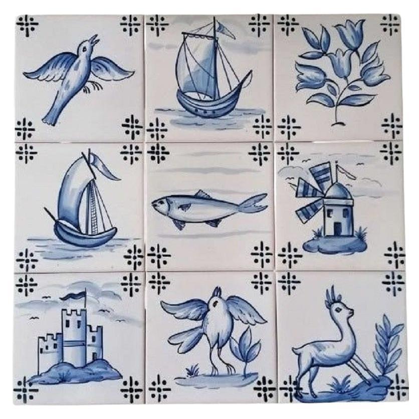 Blue and White Hand Painted Floral Tiles, Portuguese Ceramic Tiles ...