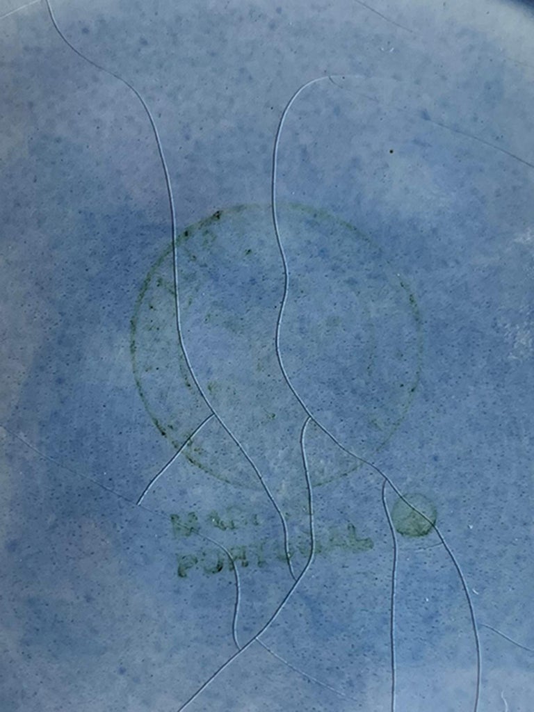 Portuguese Blue Tobacco Leaf and Basket Weave Majolica Plate by ...