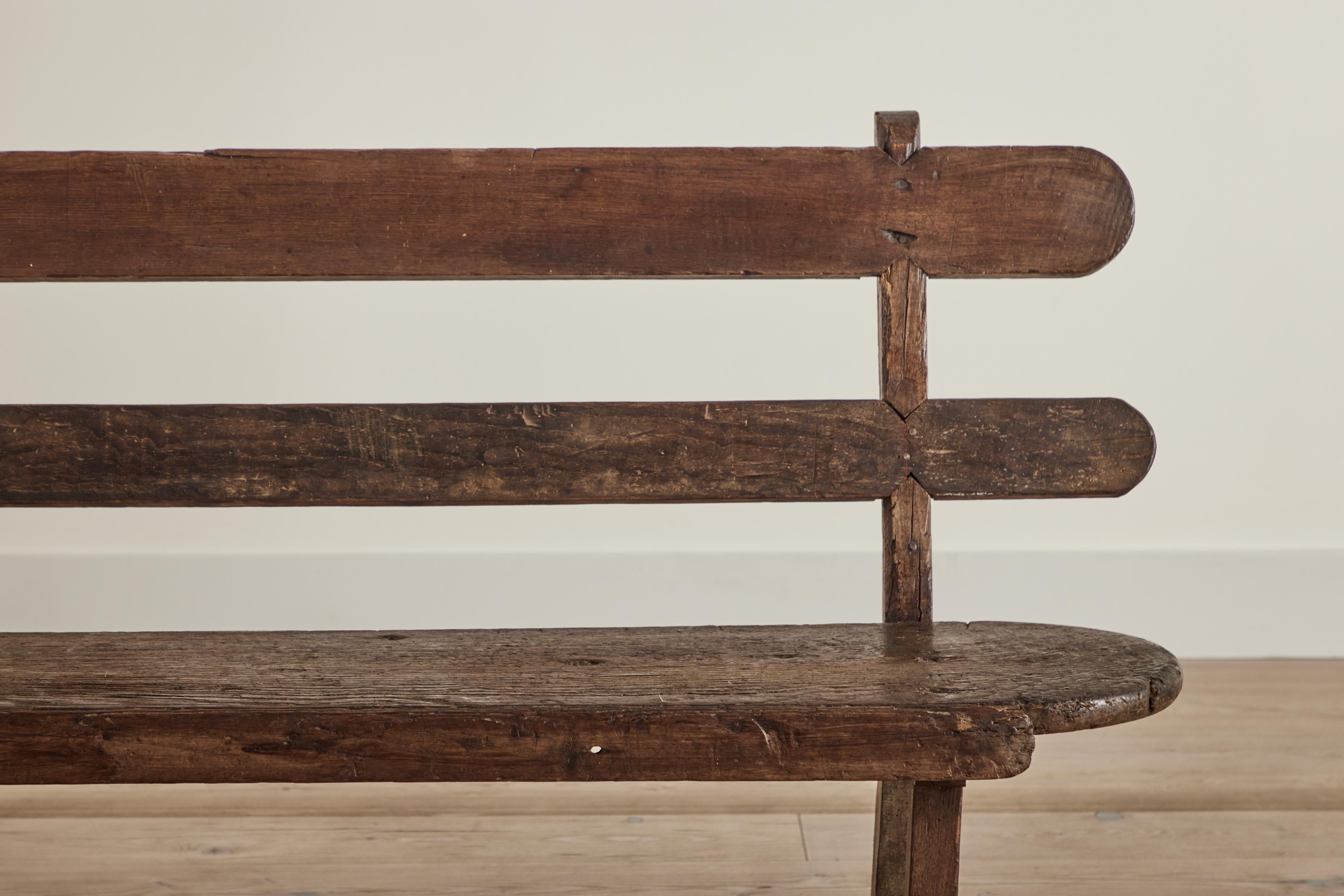 Portuguese Brutalist Wood Bench For Sale at 1stDibs