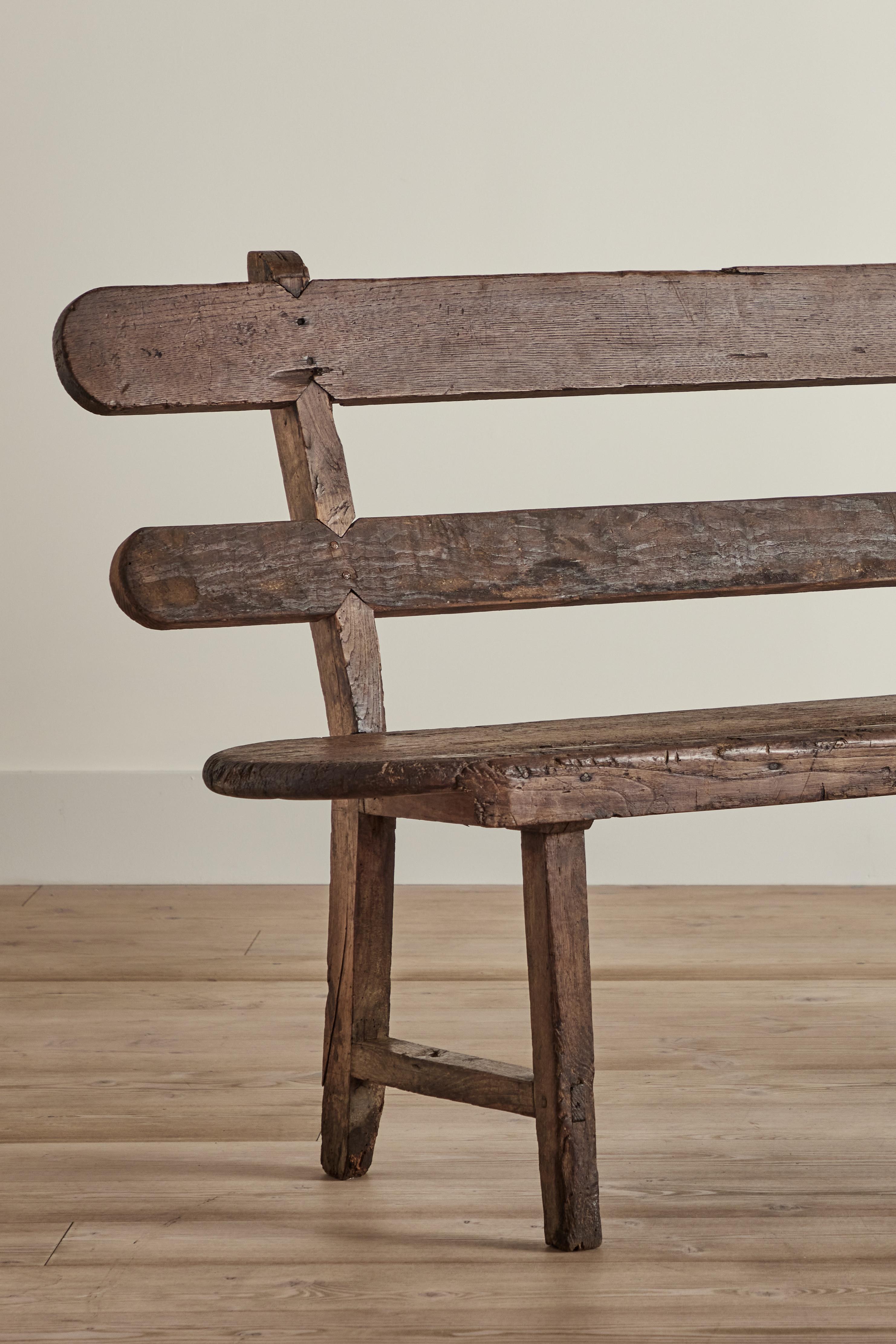 Portuguese Brutalist Wood Bench For Sale at 1stDibs