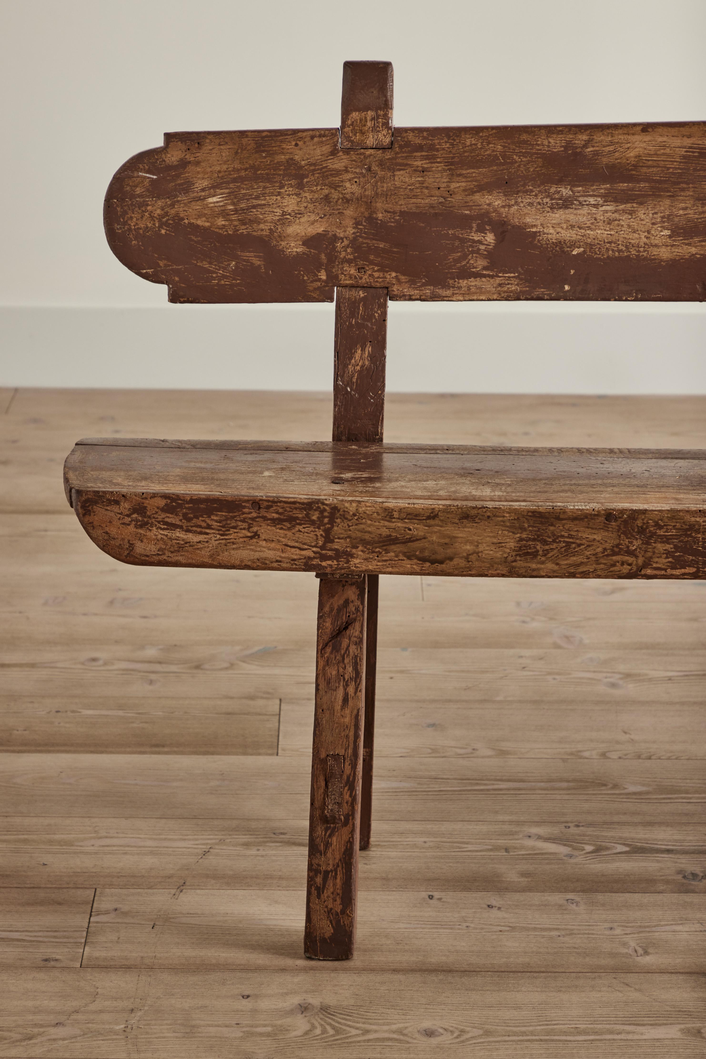 Portuguese Brutalist Wood Bench For Sale at 1stDibs