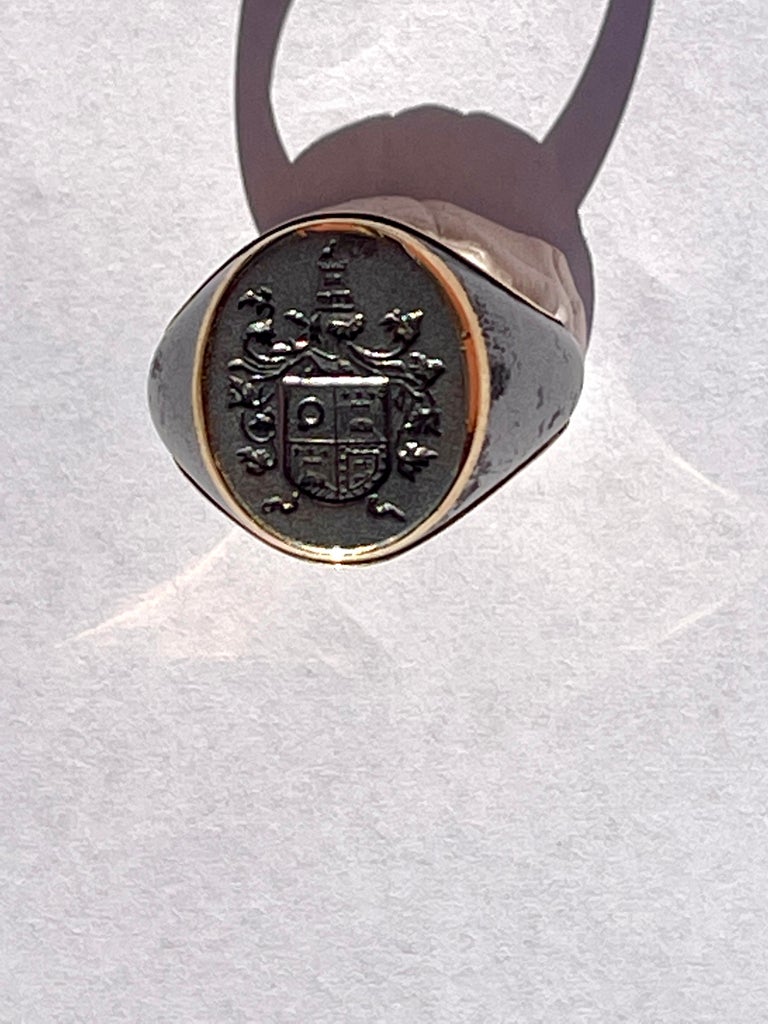Coat of Arms Steel Gold Portuguese Nobility Mens Signet Ring For Sale ...