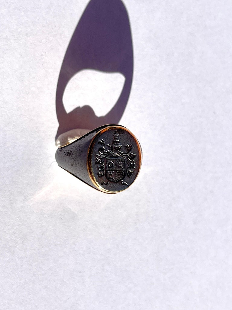 Coat of Arms Steel Gold Portuguese Nobility Mens Signet Ring For Sale ...