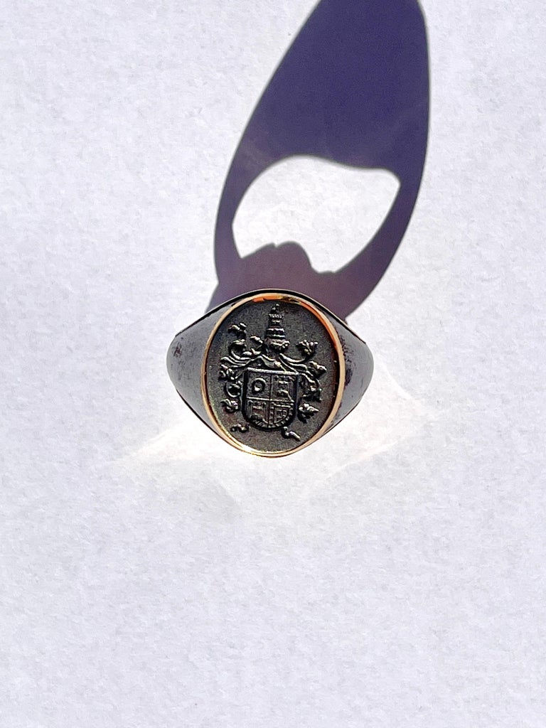 Coat of Arms Steel Gold Portuguese Nobility Mens Signet Ring For Sale ...
