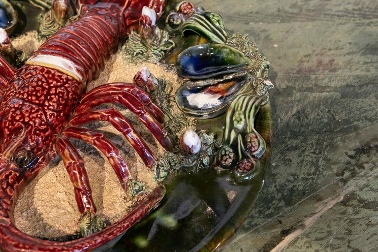 Portuguese Decorative Ceramic Plate with Lobster For Sale at 1stDibs
