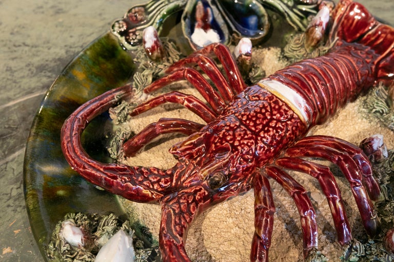 Portuguese Decorative Ceramic Plate with Lobster For Sale at 1stDibs