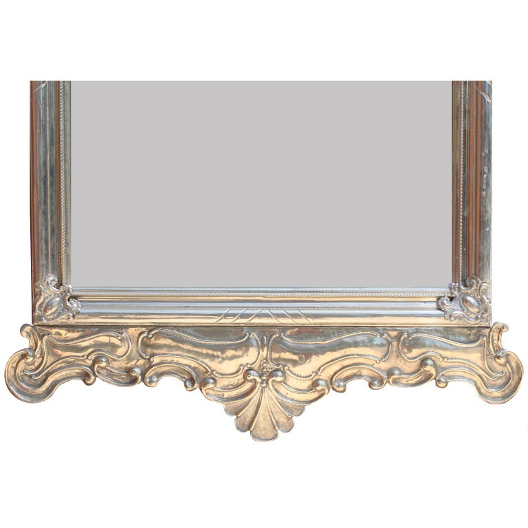 Portuguese Embossed Alpaca Silver Mirror Frame with a Seashell and ...