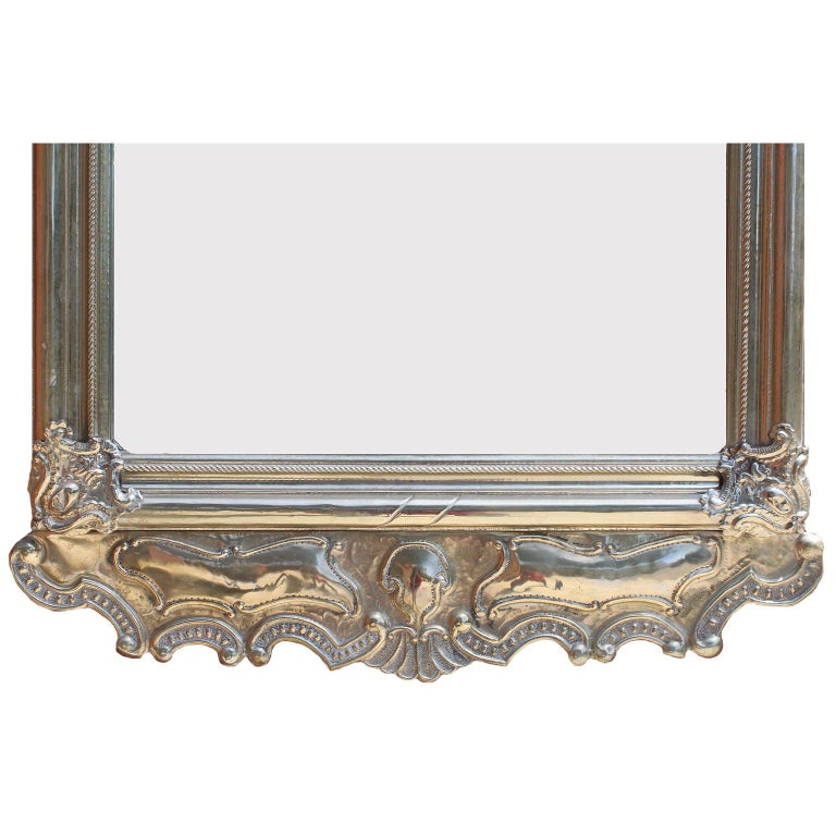 Portuguese Embossed Alpaca Silver Mirror Frame with a Seashell and ...