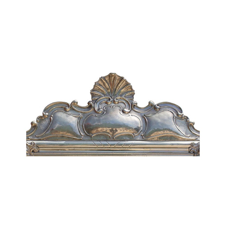 Portuguese Embossed Alpaca Silver Mirror Frame with a Seashell and ...