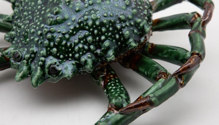 Portuguese Handmade Pallissy or Majolica Green Ceramic Spider Crab at ...