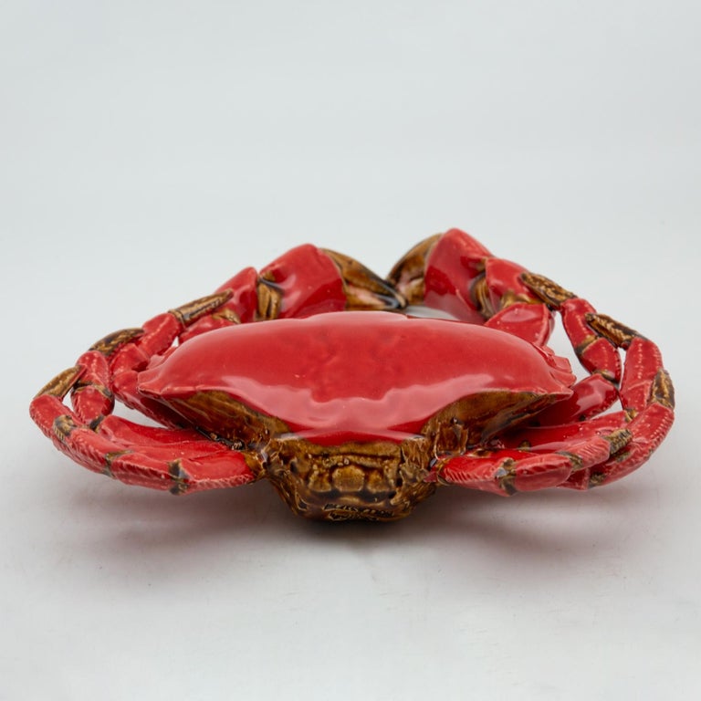 Portuguese Handmade Pallissy or Majollica Red Ceramic Crab at 1stDibs ...