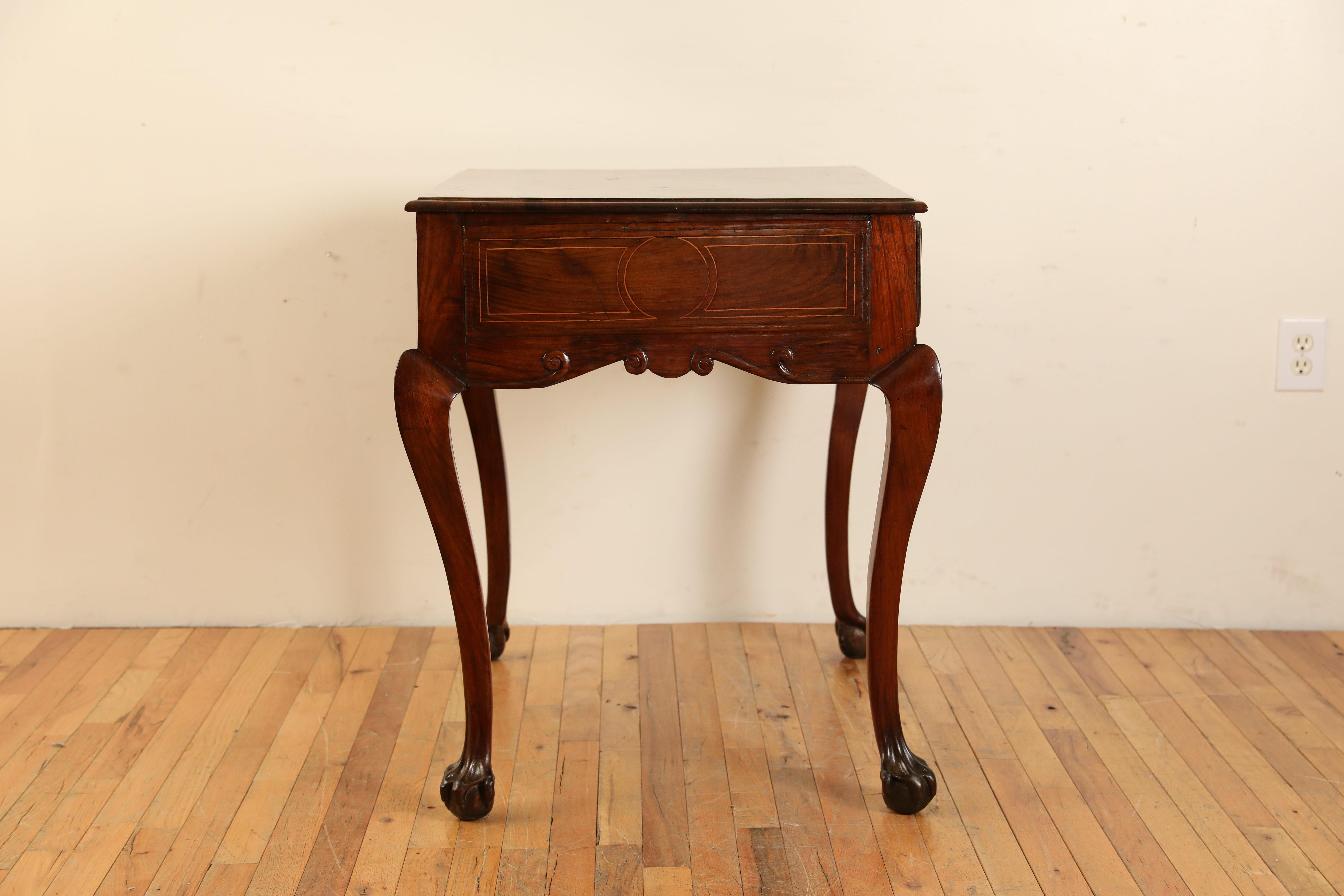 Portuguese Rococo Period Carved Walnut and Inlaid 1-Drawer Table, mid ...