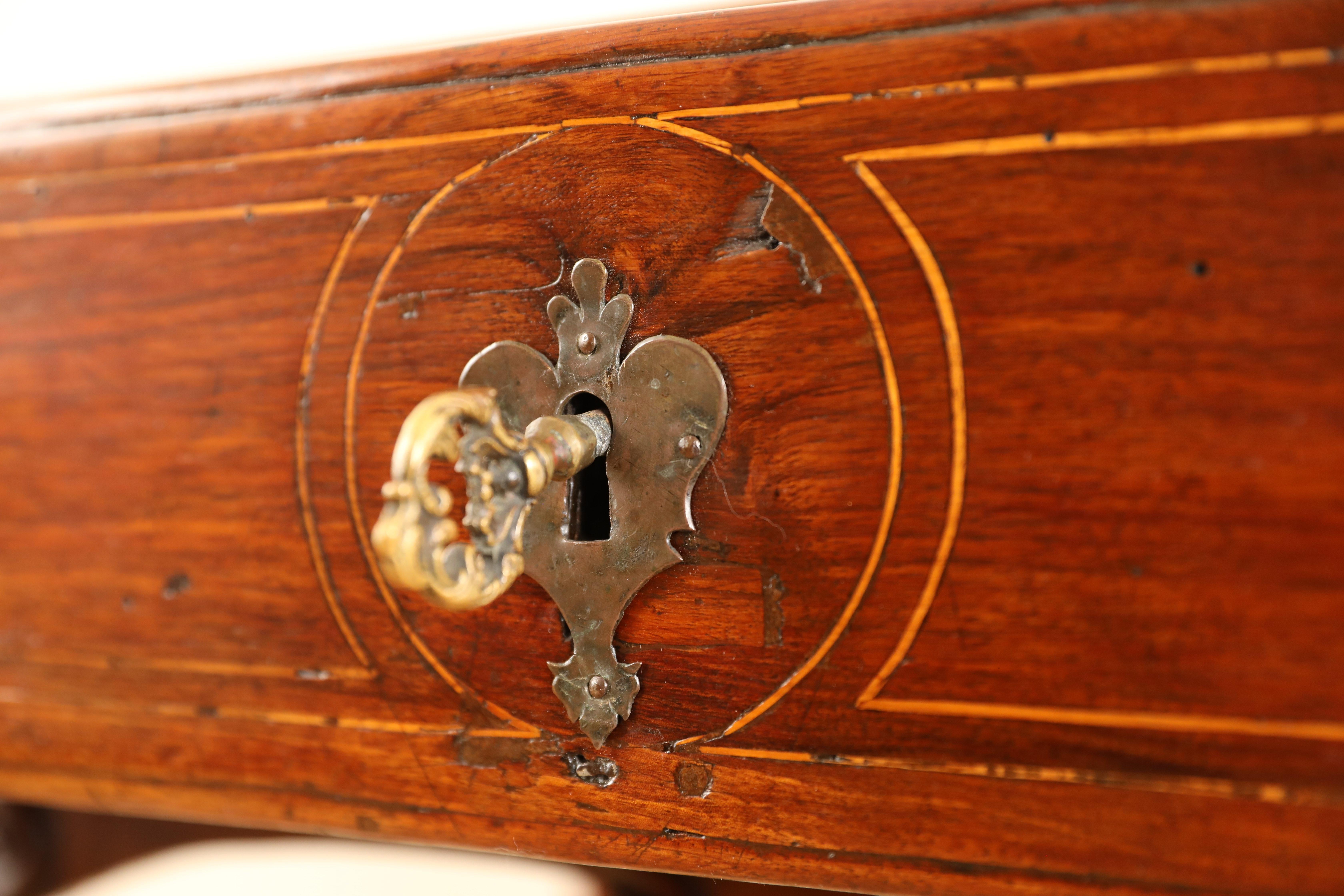 Portuguese Rococo Period Carved Walnut and Inlaid 1-Drawer Table, mid ...