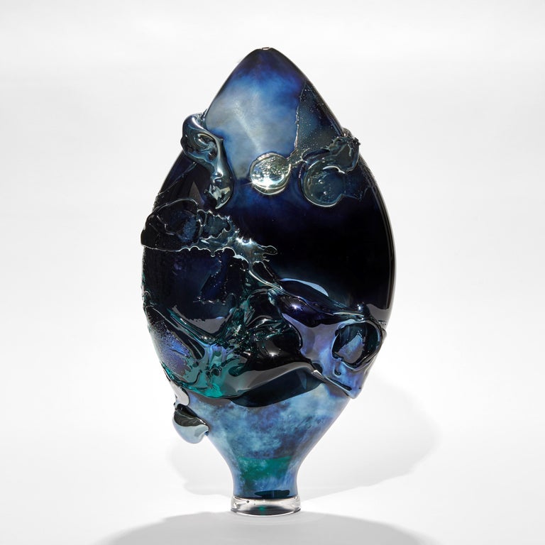 Poseidon, a Metallic Blue, Petrol and Teal Green Glass Sculpture by ...