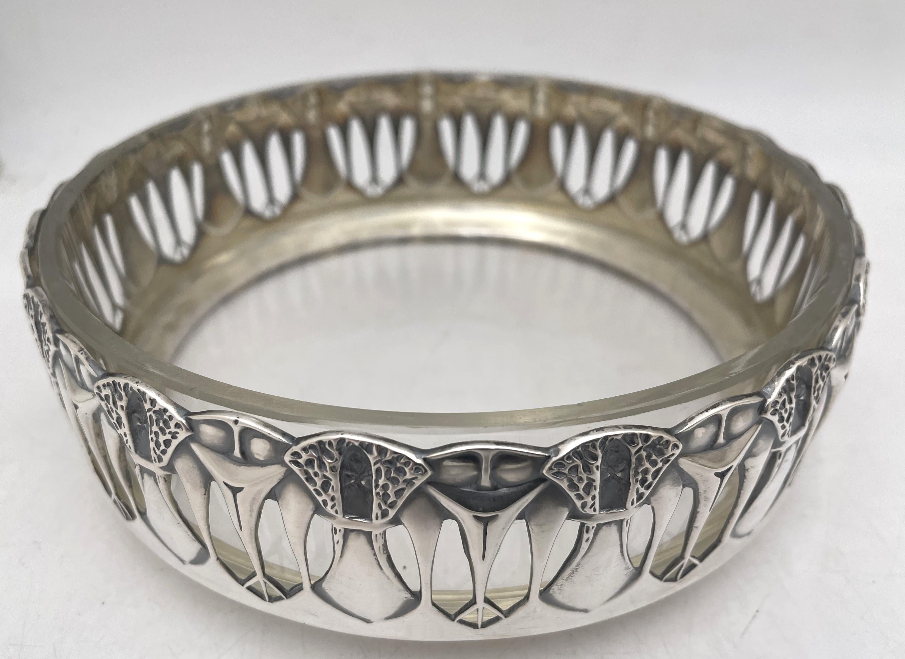 Posen German Silver and Glass Centerpiece Bowl in Jugendstil Art ...