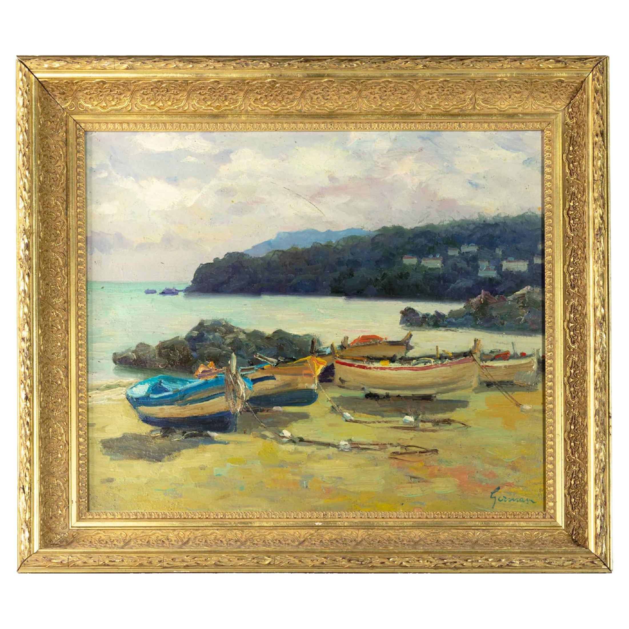 Post-Impressionism Maritime View Painting by Louis German, 1930 For ...