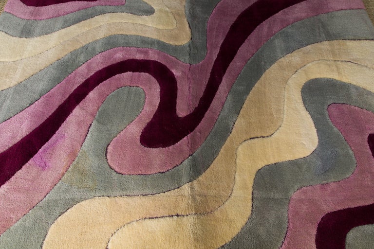 Post-Modern 100% Virgin Wool 96" x 72" Area Rug by Edward Fields, 1982, Signed For Sale at 1stDibs