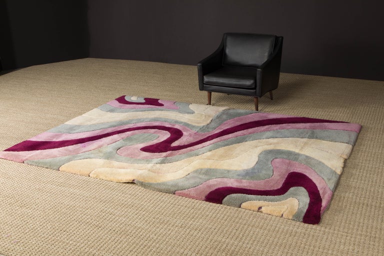 Post-Modern 100% Virgin Wool 96" x 72" Area Rug by Edward Fields, 1982, Signed For Sale at 1stDibs