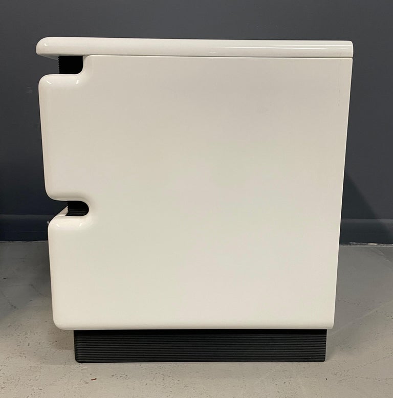 Post-Modern 1980s Lacquered White Nightstands W/Rubber Accents by Roger ...
