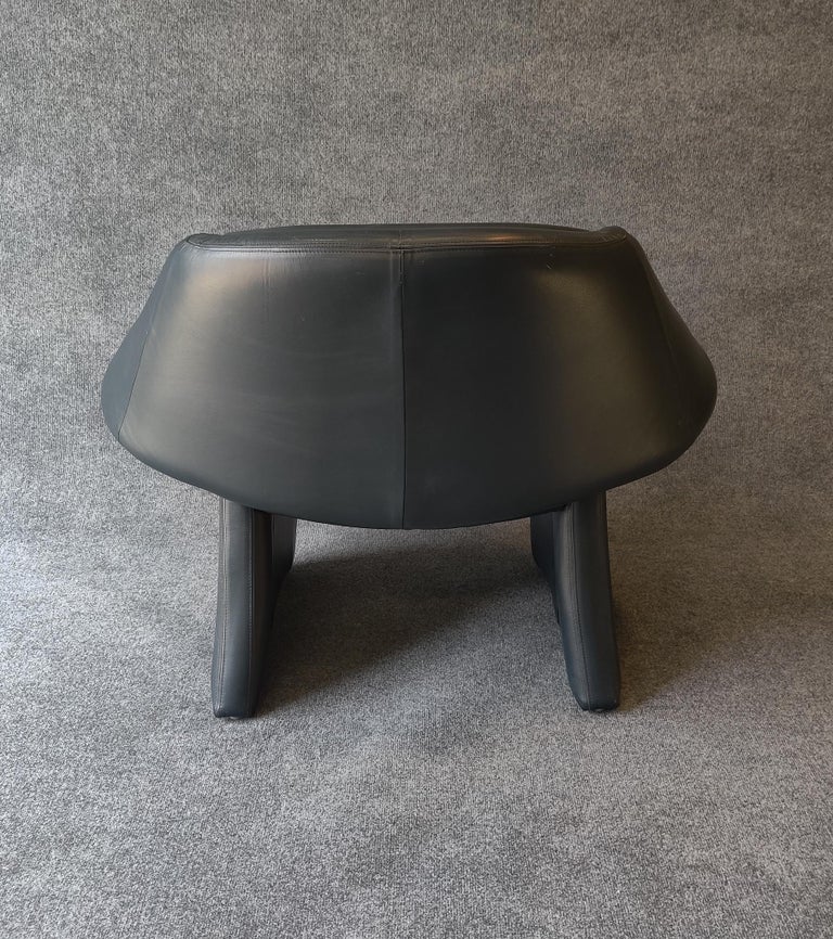 Post-Modern 1980s, Sculptural Dark Blue Leather Lounge Chair Pierre ...